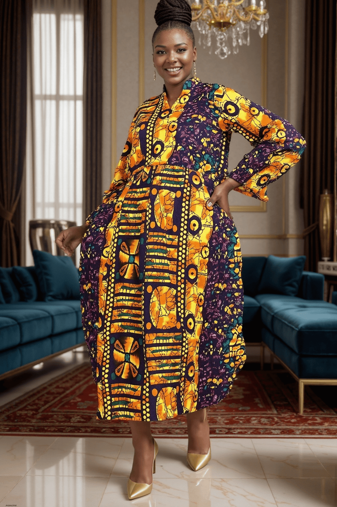 7784 Michelle Authentic Ankara Print Long Dress – Especially Yours